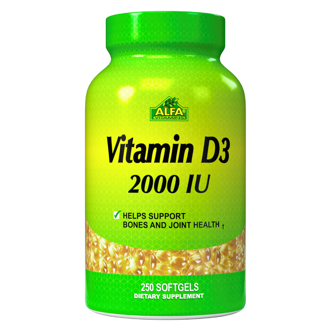 Vitamin D3 2000 IU - 250 softgels – Alfa Vitamins Store