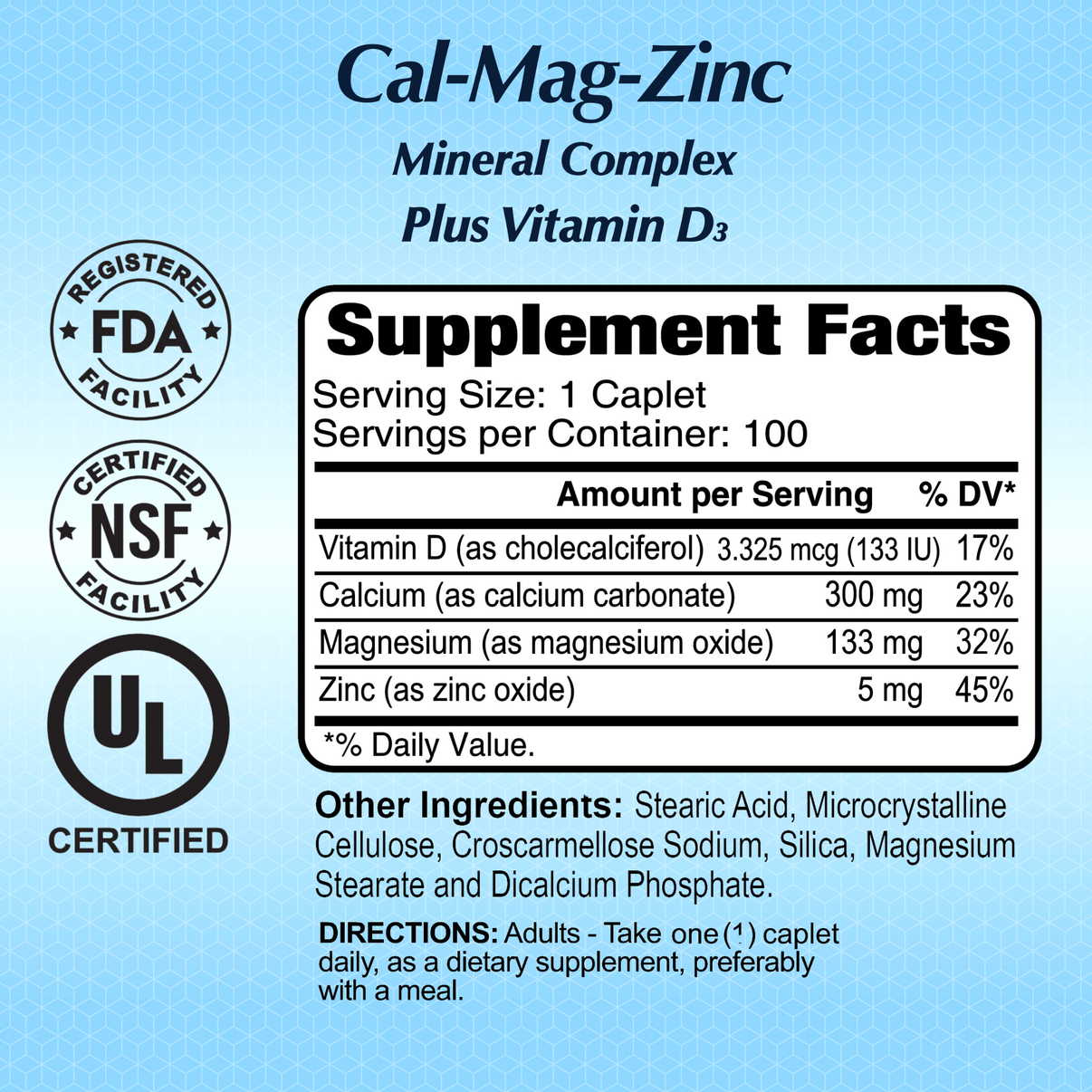 Calcium Magnesium Zinc Supplement - 100 Tablets – Alfa Vitamins Store