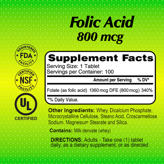 Folic Acid Tablets / 800 mcg – Alfa Vitamins Store
