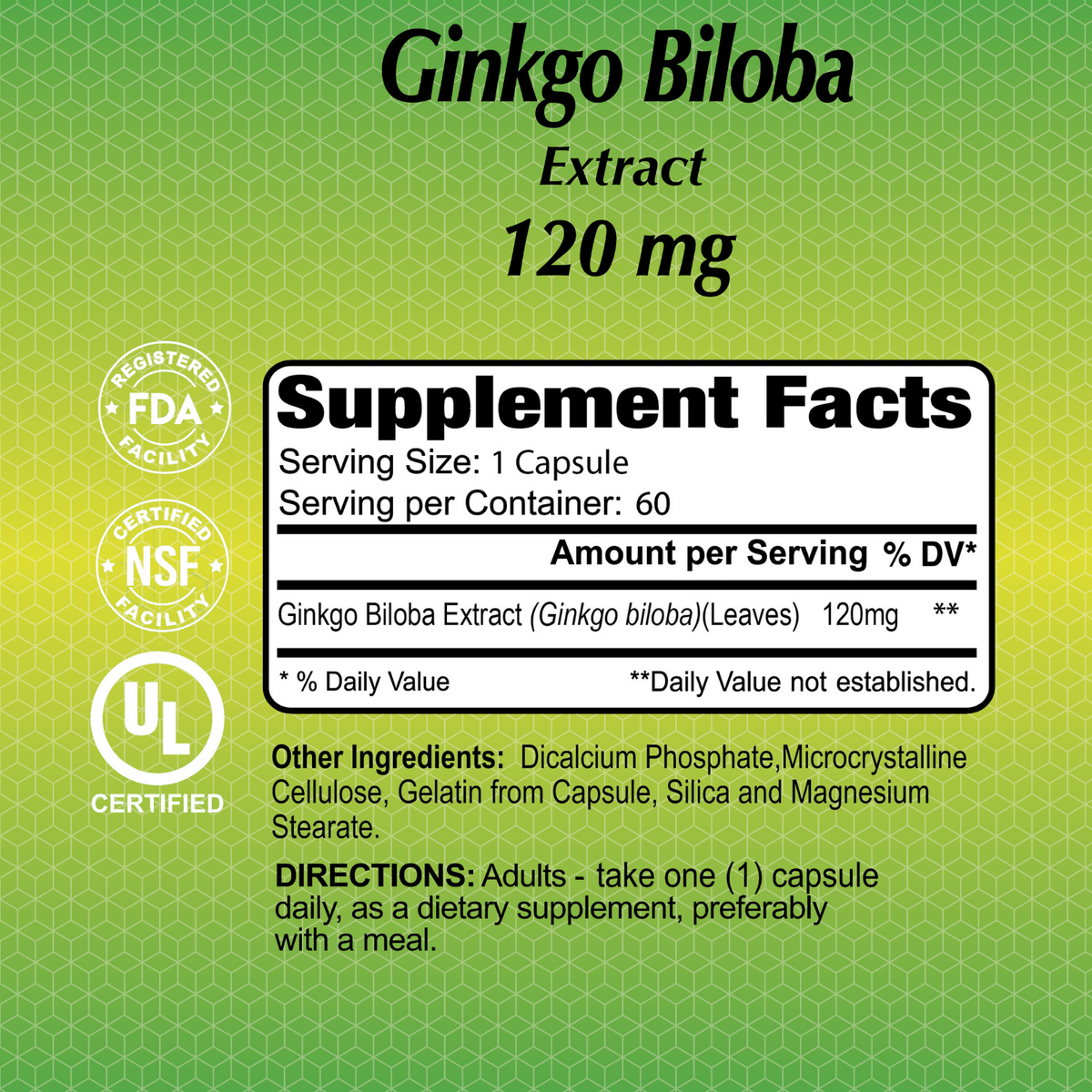 Ginkgo Biloba 120 mg - 60 capsules – Alfa Vitamins Store