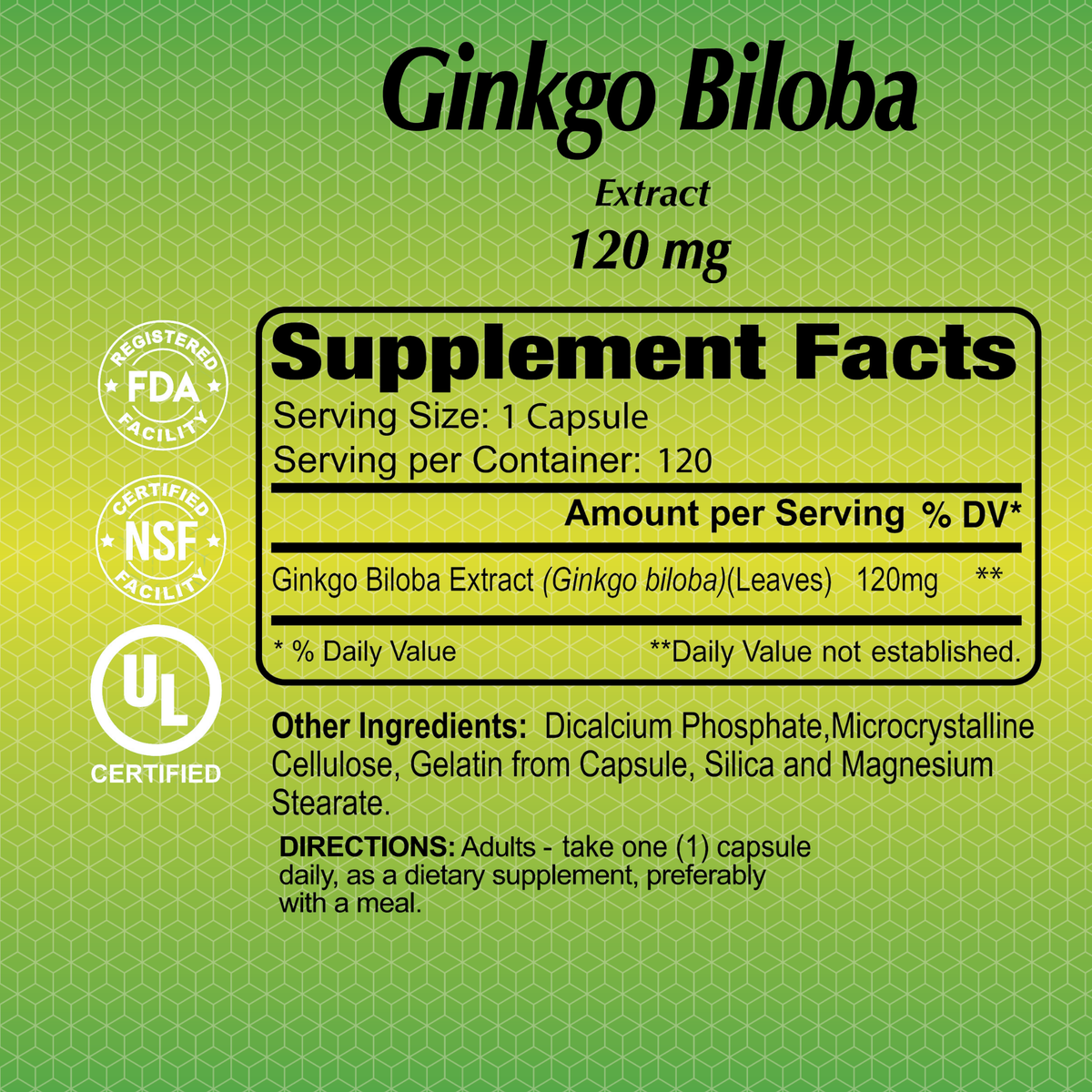 Ginkgo Biloba 120 mg - 120 capsules – Alfa Vitamins Store