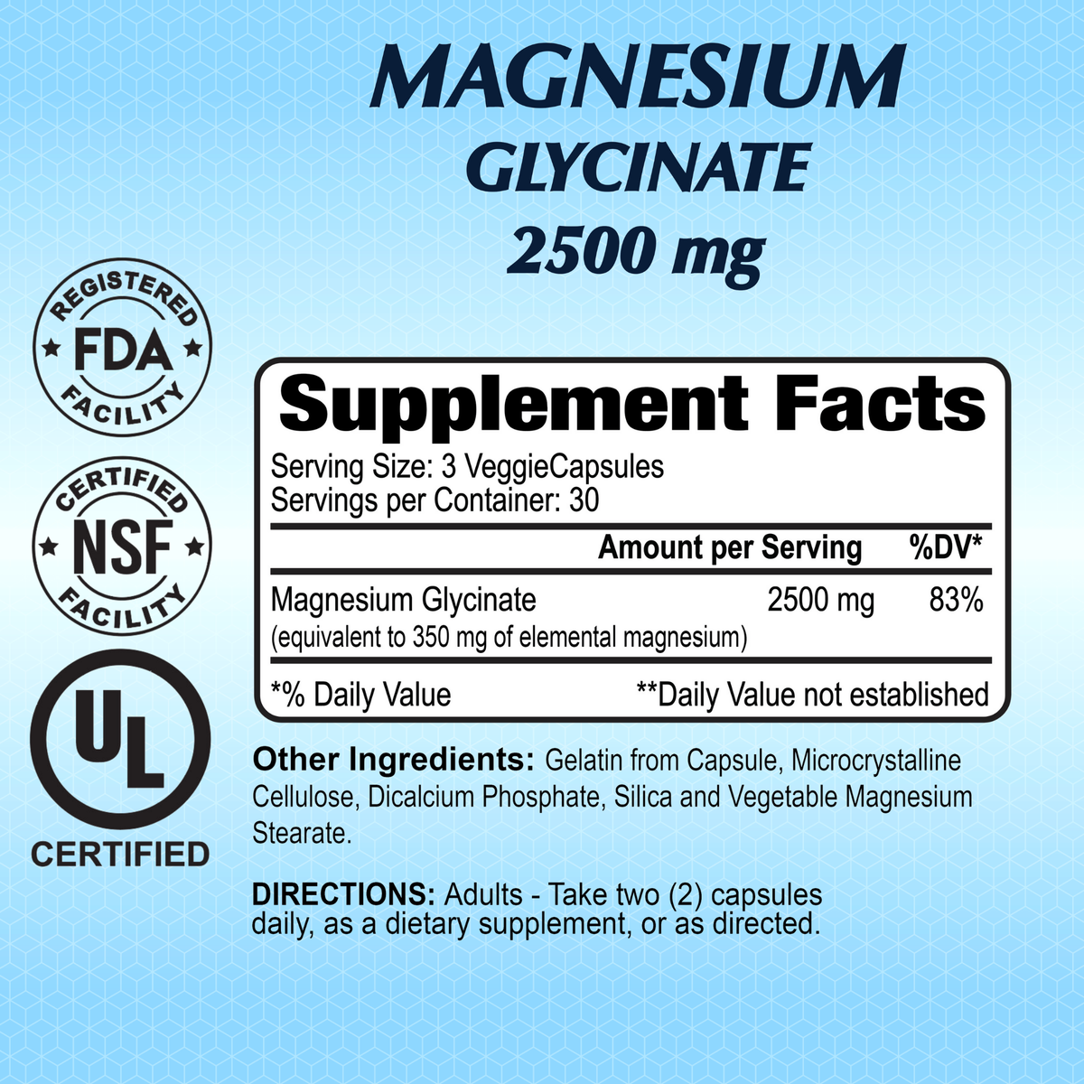 Magnesium Glycinate 2500 mg - 90 Capsules – Alfa Vitamins Store