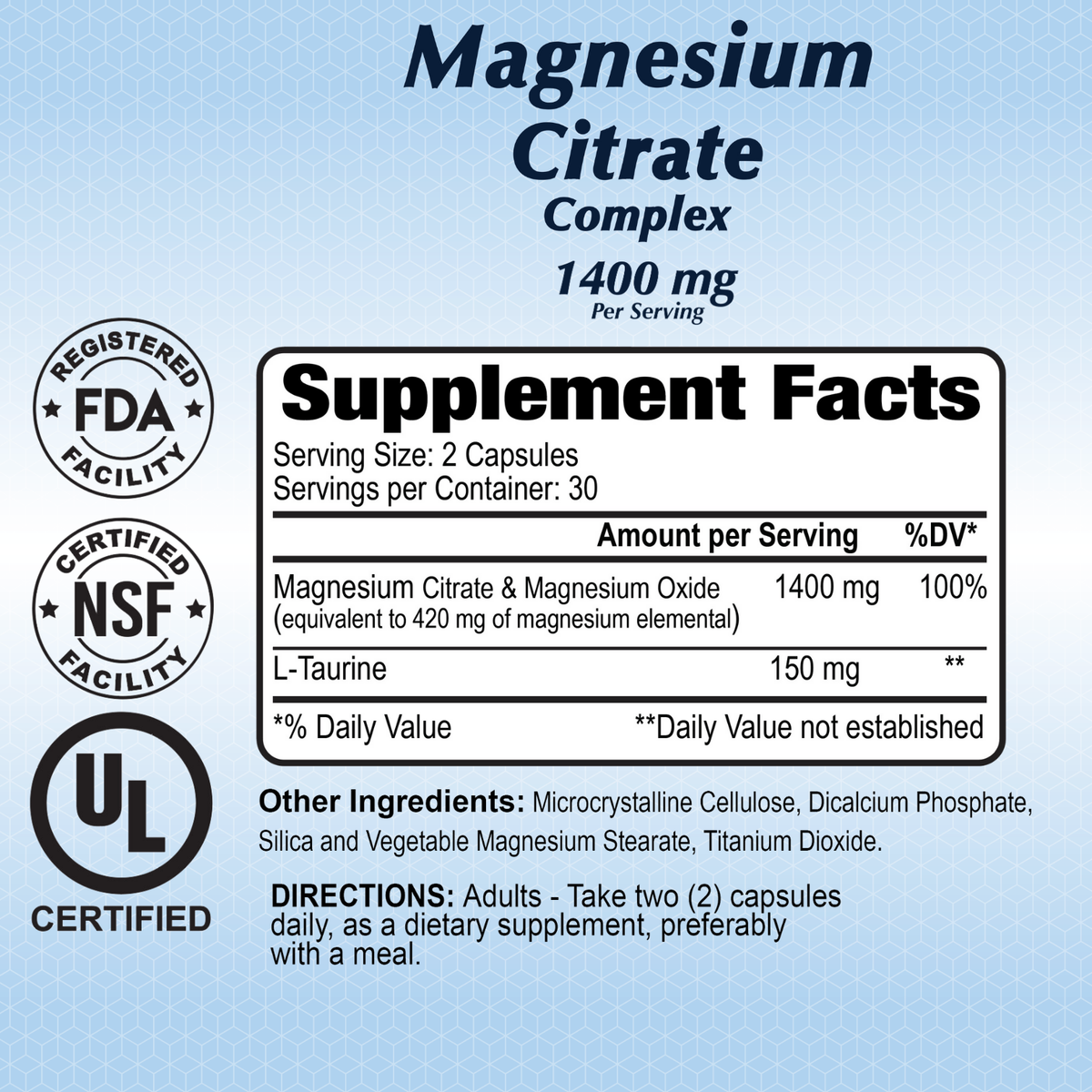 Magnesium Citrate Complex 1400 mg - 60 Capsules – Alfa Vitamins Store