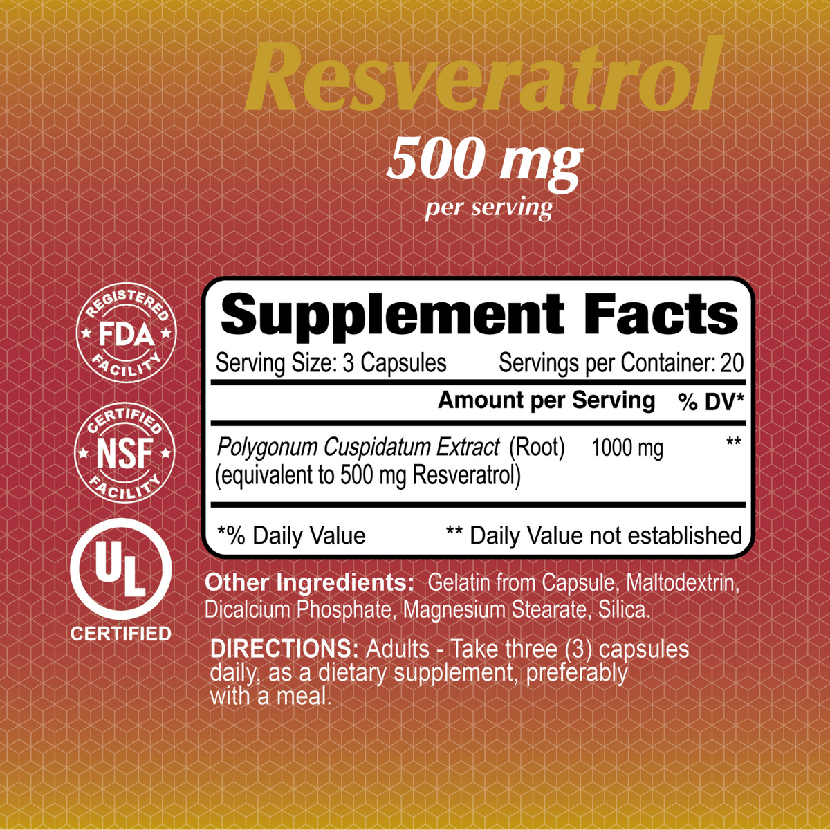 Resveratrol Supplement 500 mg – Alfa Vitamins Store