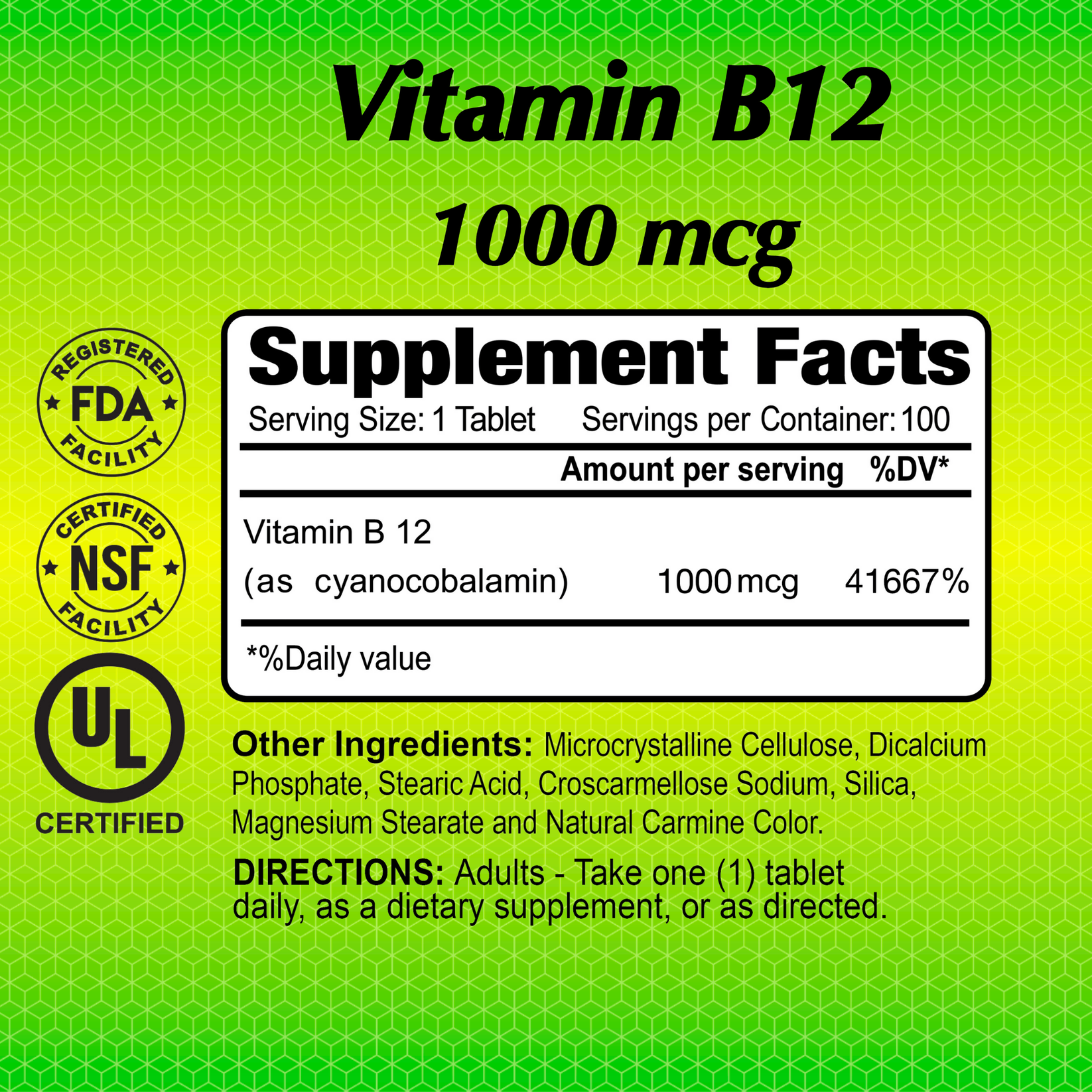 Vitamin B12 Supplement 1000 mcg 100 tablets – Alfa Vitamins Store