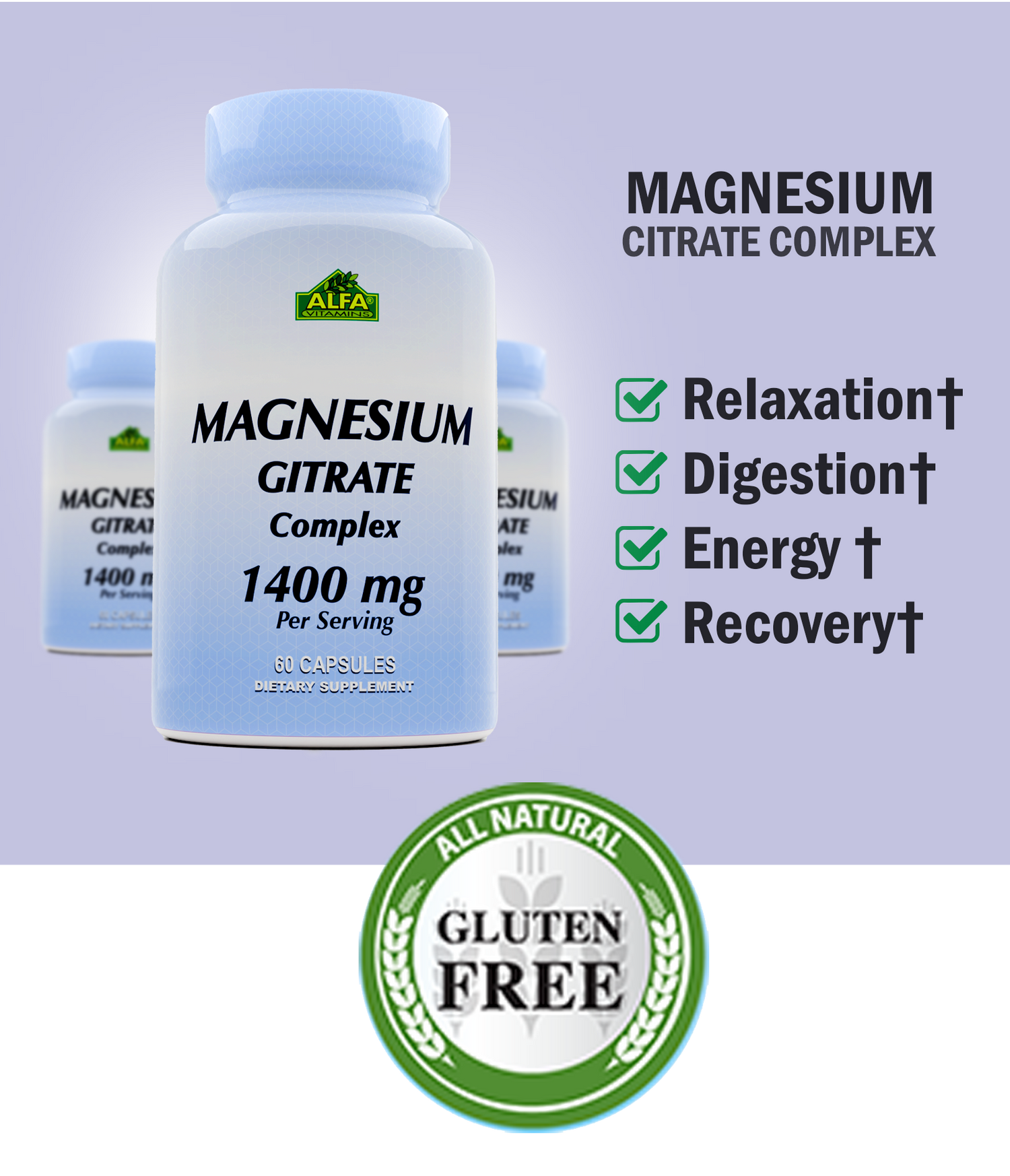 Magnesium Citrate Complex 1400 mg - 60 Capsules – Alfa Vitamins Store