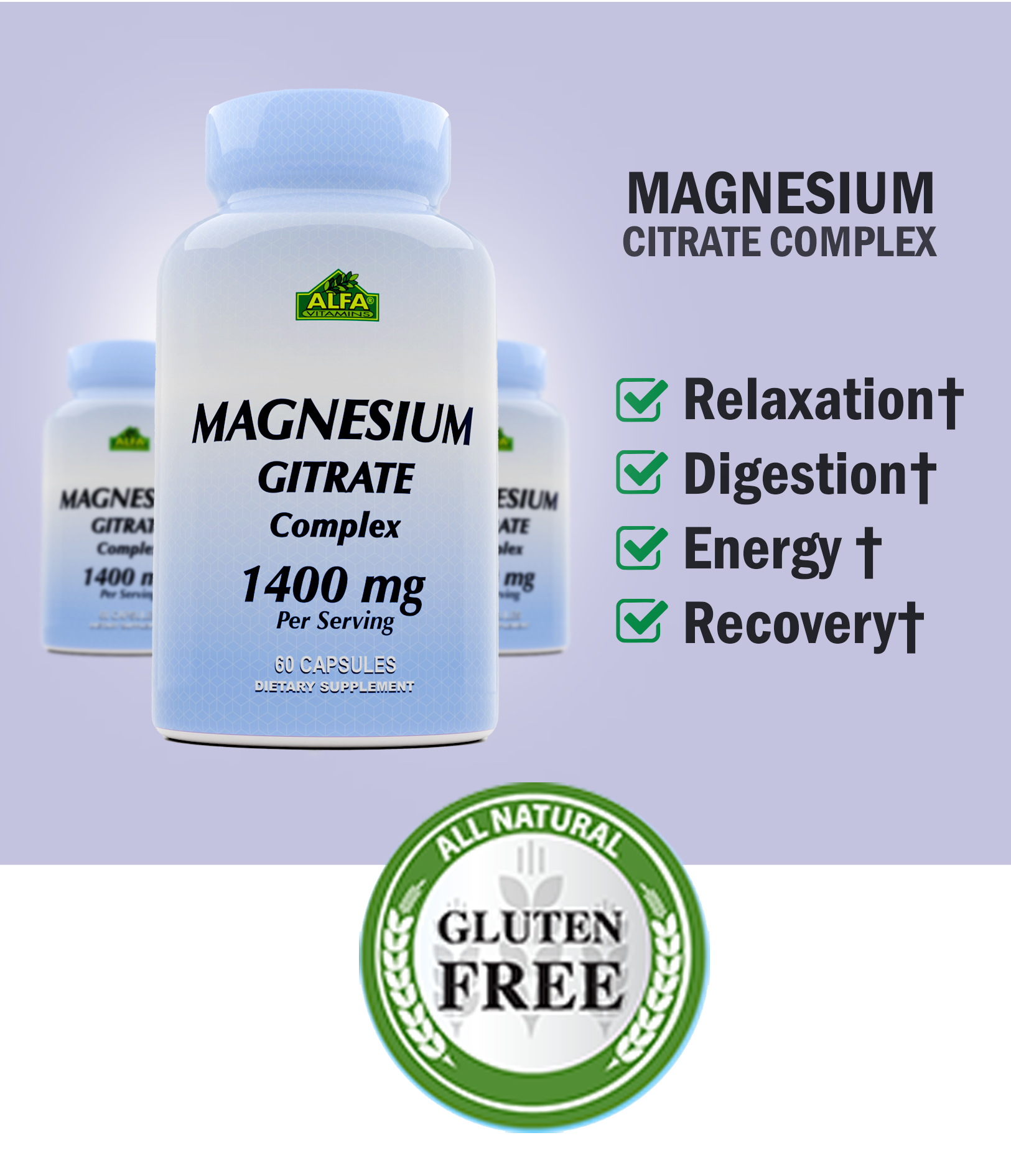 Magnesium Citrate Complex 1400 mg - 60 Capsules – Alfa Vitamins Store