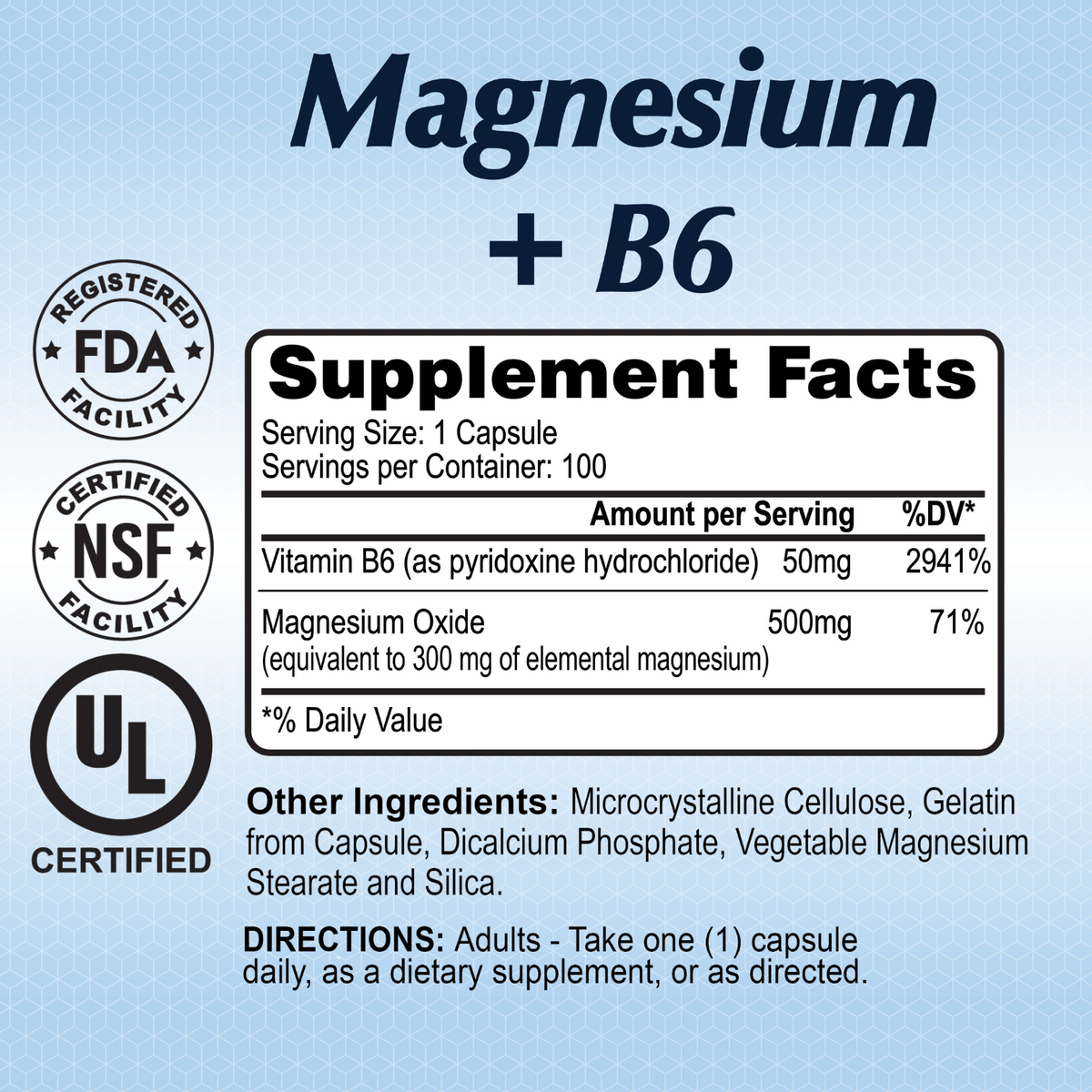 Magnesium Plus B-6 500 mg 100 tablets – Alfa Vitamins Store