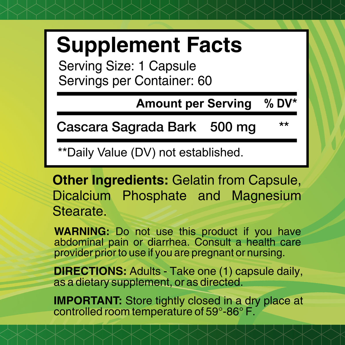 Cascara Sagrada 500 mg - 60 capsules – Alfa Vitamins Store